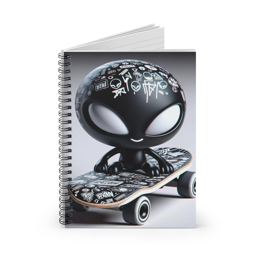 Mighty Mini Skateboard Alien Spiral Notebook, Ruled Line Alien With ...