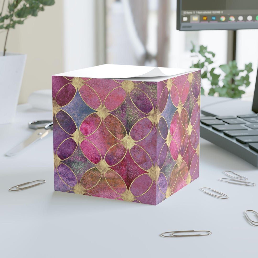Hypnotic Mosaic Post-it Note Cube, Prismatic Tie-dye Sticky Note Cube ...