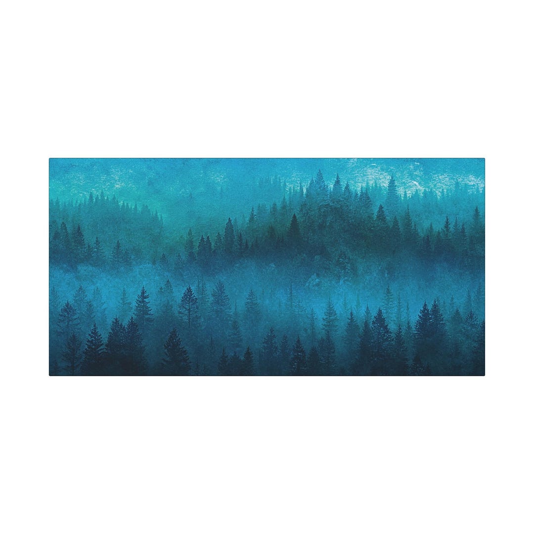 Misty Blue Forest Abstract Landscape Watercolor Canvas - Etsy