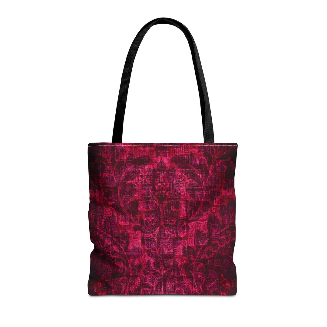 Crimson Damask Pattern Tote Bag | Red Gothic Floral - Etsy