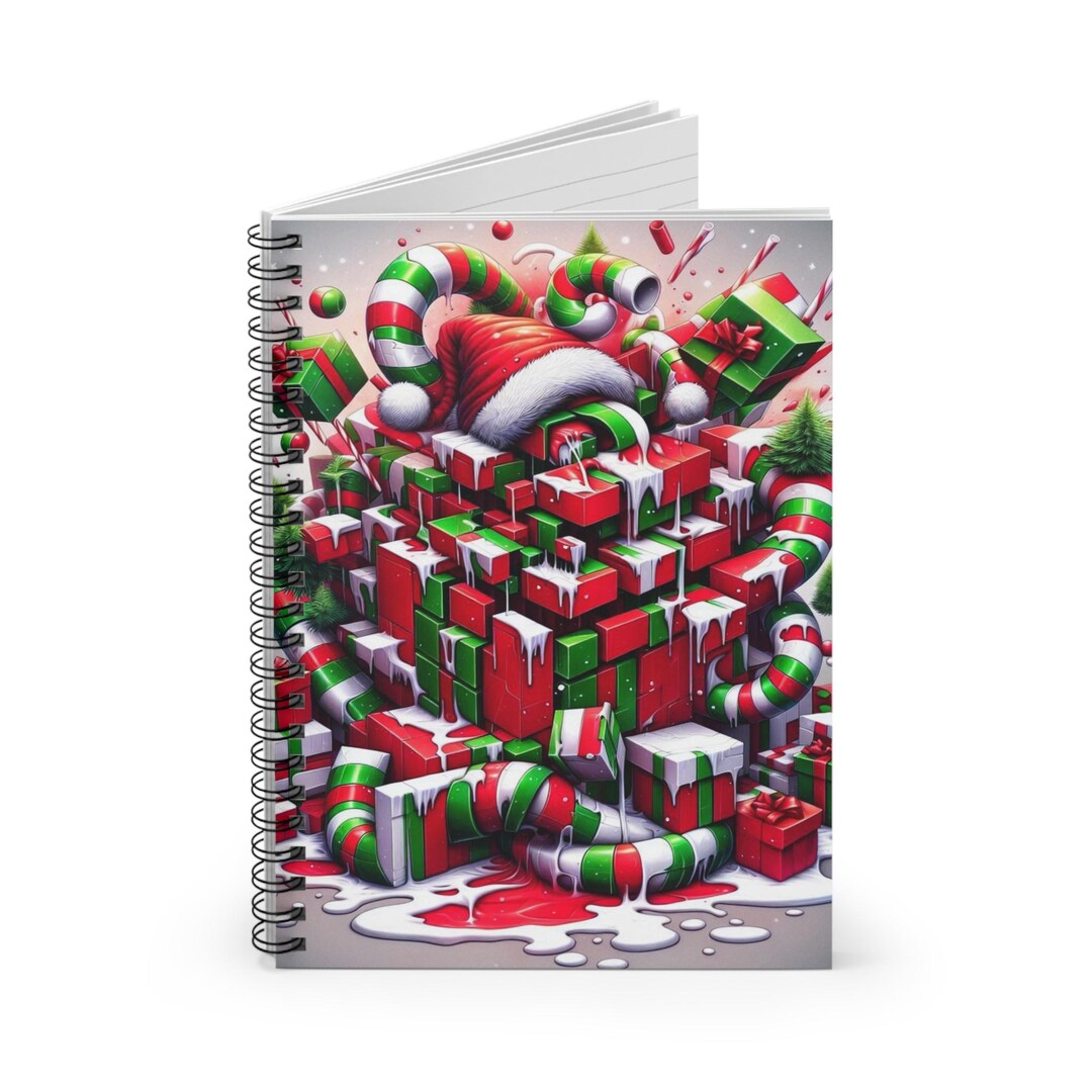 Crazy Christmas Abstract Spiral Notebook Ruled Line, Holiday Notebook, Psychedelic Journal ...