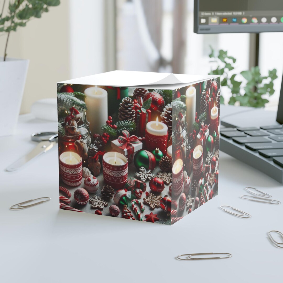 Peppermint Post-it Pal Note Cube, Christmas Note Cube, Holiday Post It ...