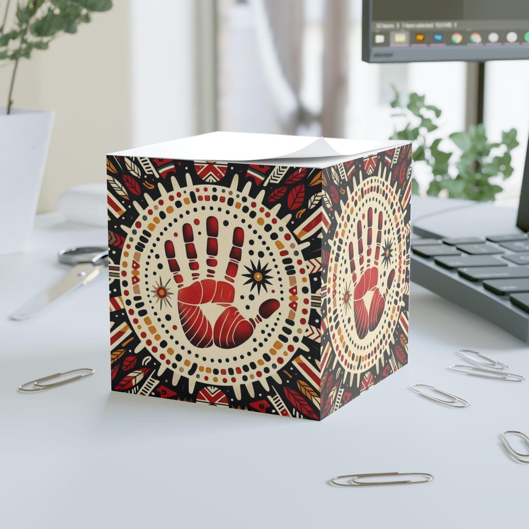 Vibrant Handprint Art Note Cube, Perfect for Creative Workspaces ...