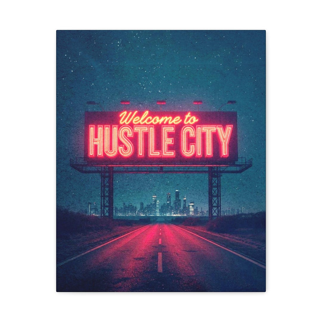 Welcome to Hustle City Matte Canvas Accent | Abstract Highway Decor - Etsy
