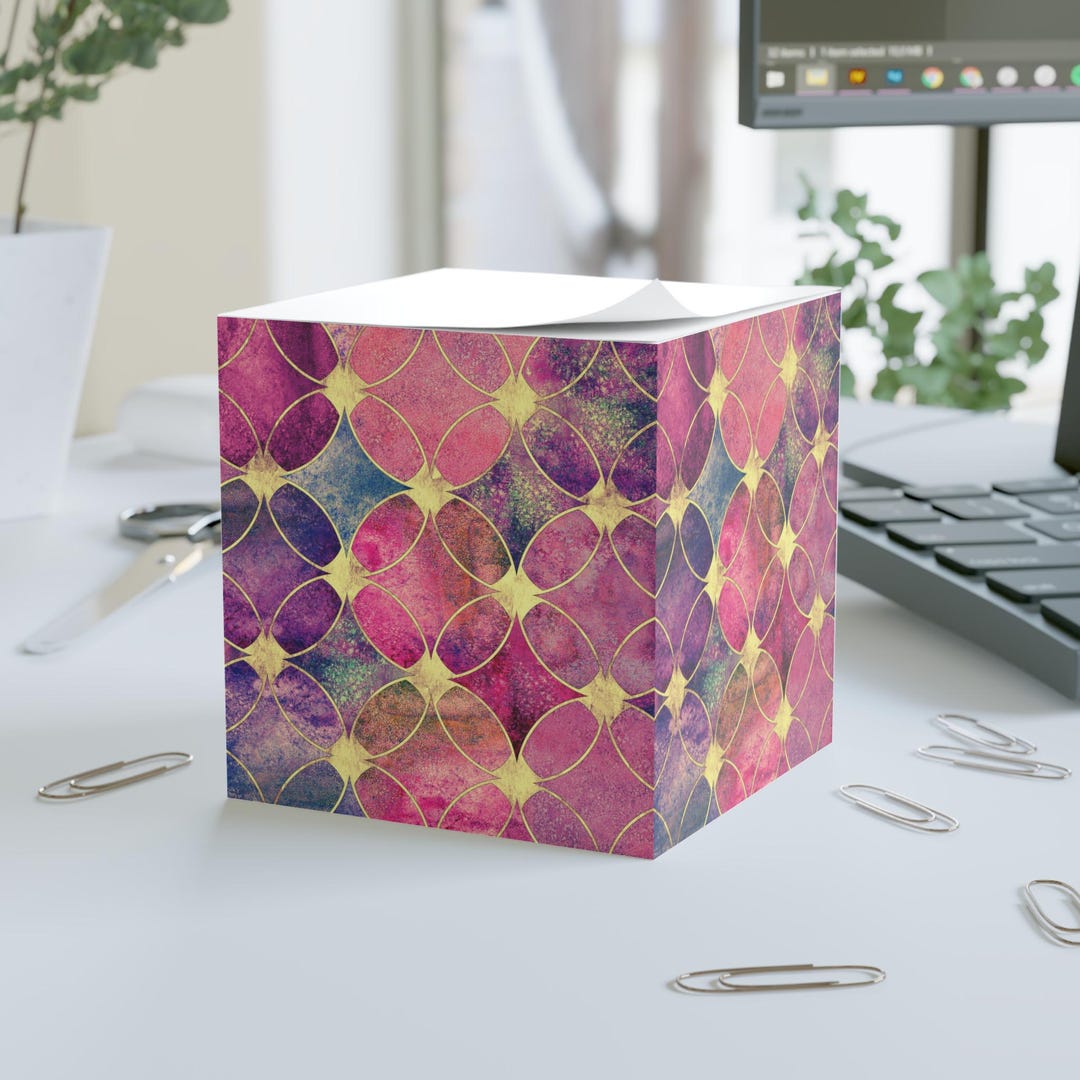 Hypnotic Blush Post-it Note Cube, Prismatic Tie-dye Sticky Note Cube ...