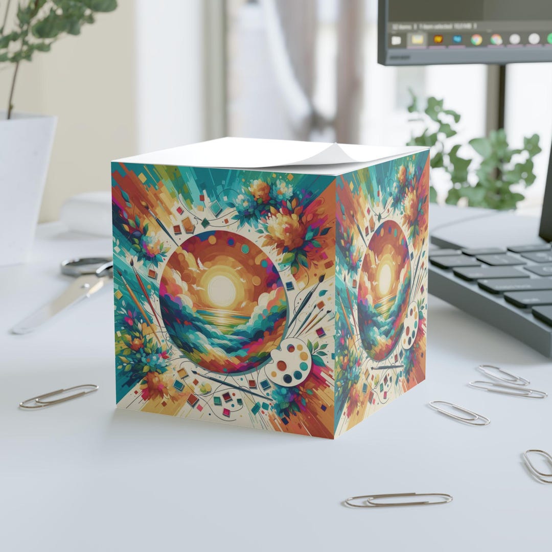 A Painter's Vision Post-it Note Cube, Watercolor Canvas Stationery ...
