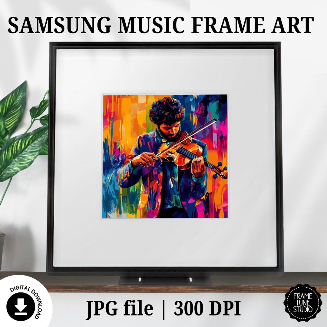 Samsung Music Frame Art, Jazz Musician Playing Violin, Colorful Oil ...