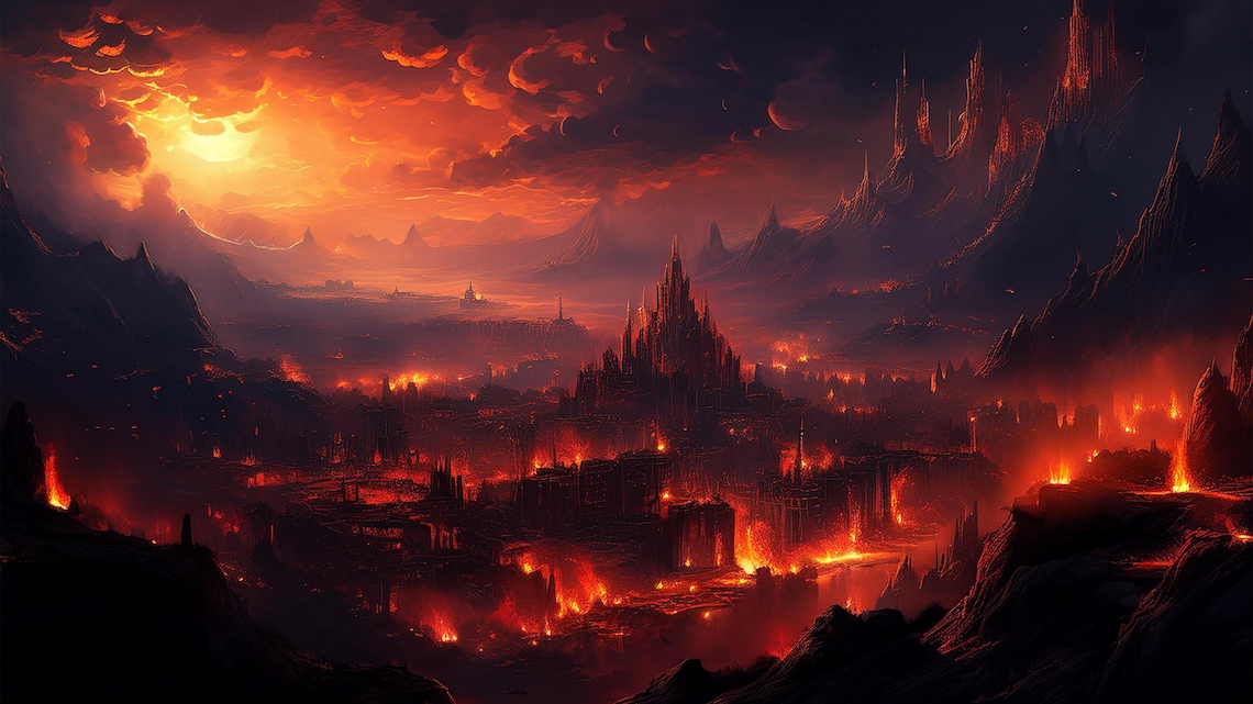 Fantasy Landscapes Kingdom of Fire Digital Art Print Wall Art AI ...