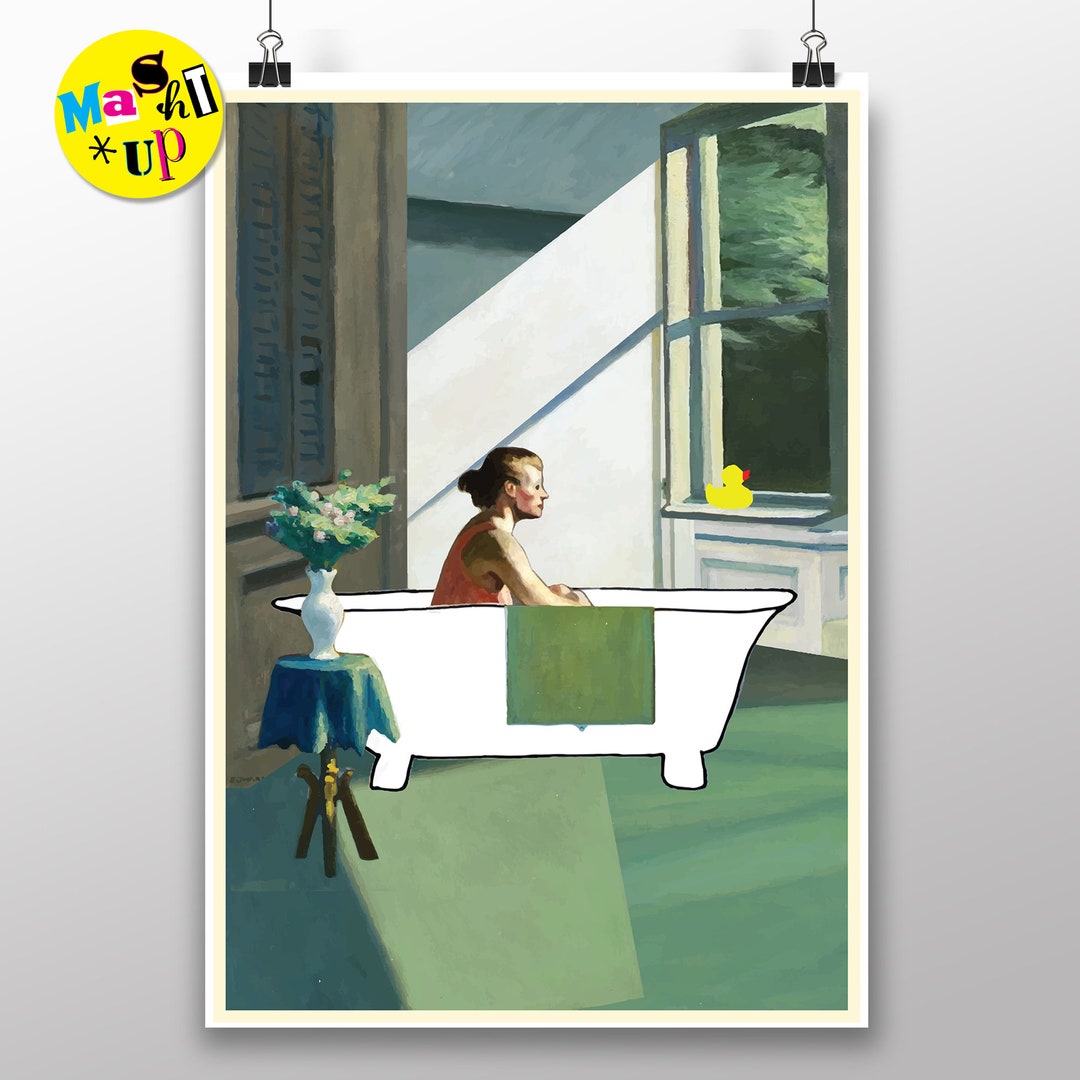 Edward Hopper Bathroom Art Print - Fine Art Mashup - Etsy