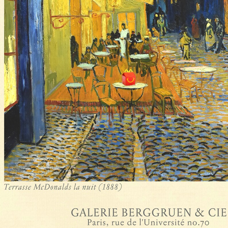 Van Gogh Fast Food Mashup Exhibition Poster - Cafe Terrace at Night - Etsy
