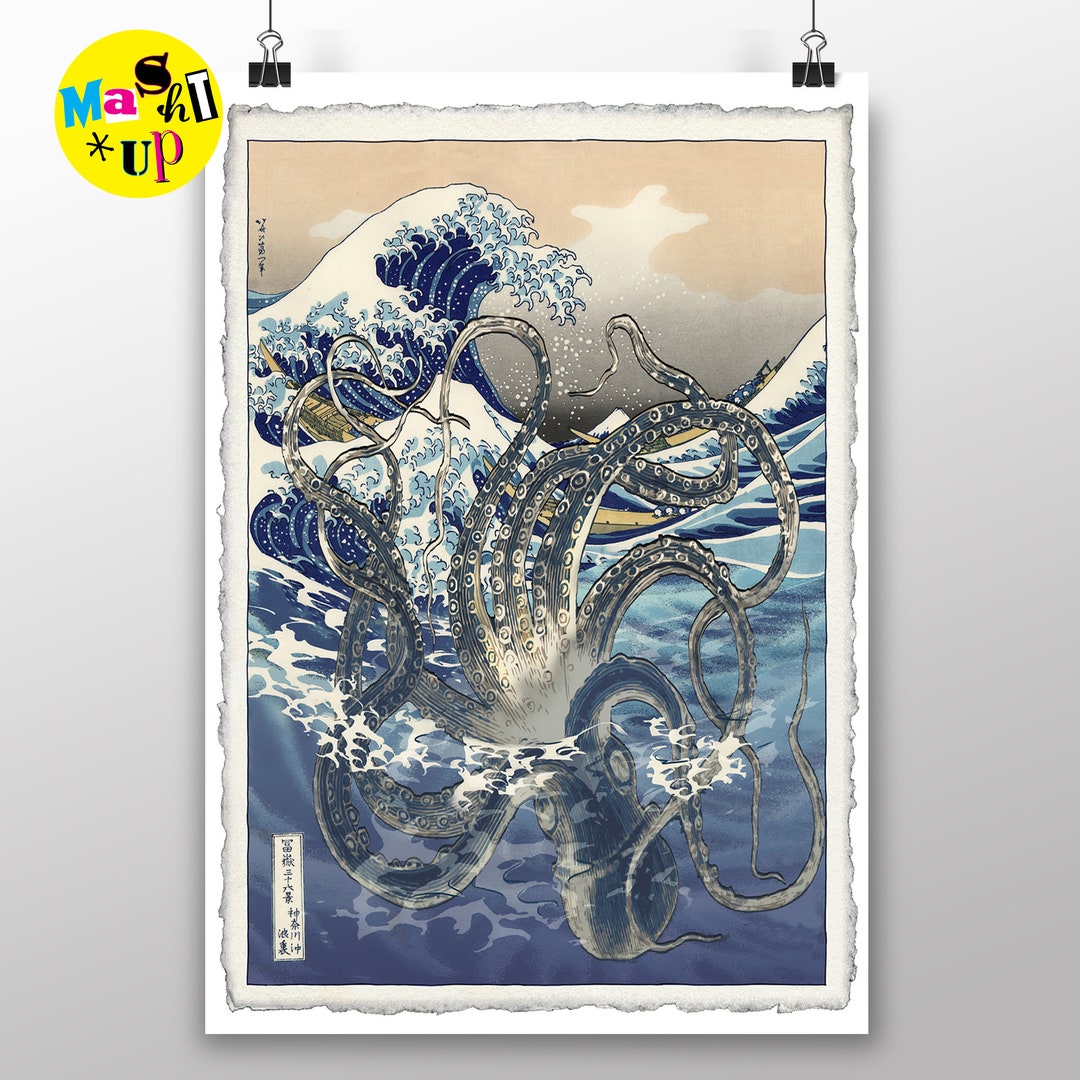 Kraken & the Great Wave - Hokusai Mashup - Sea Monster Mashup - Urban ...