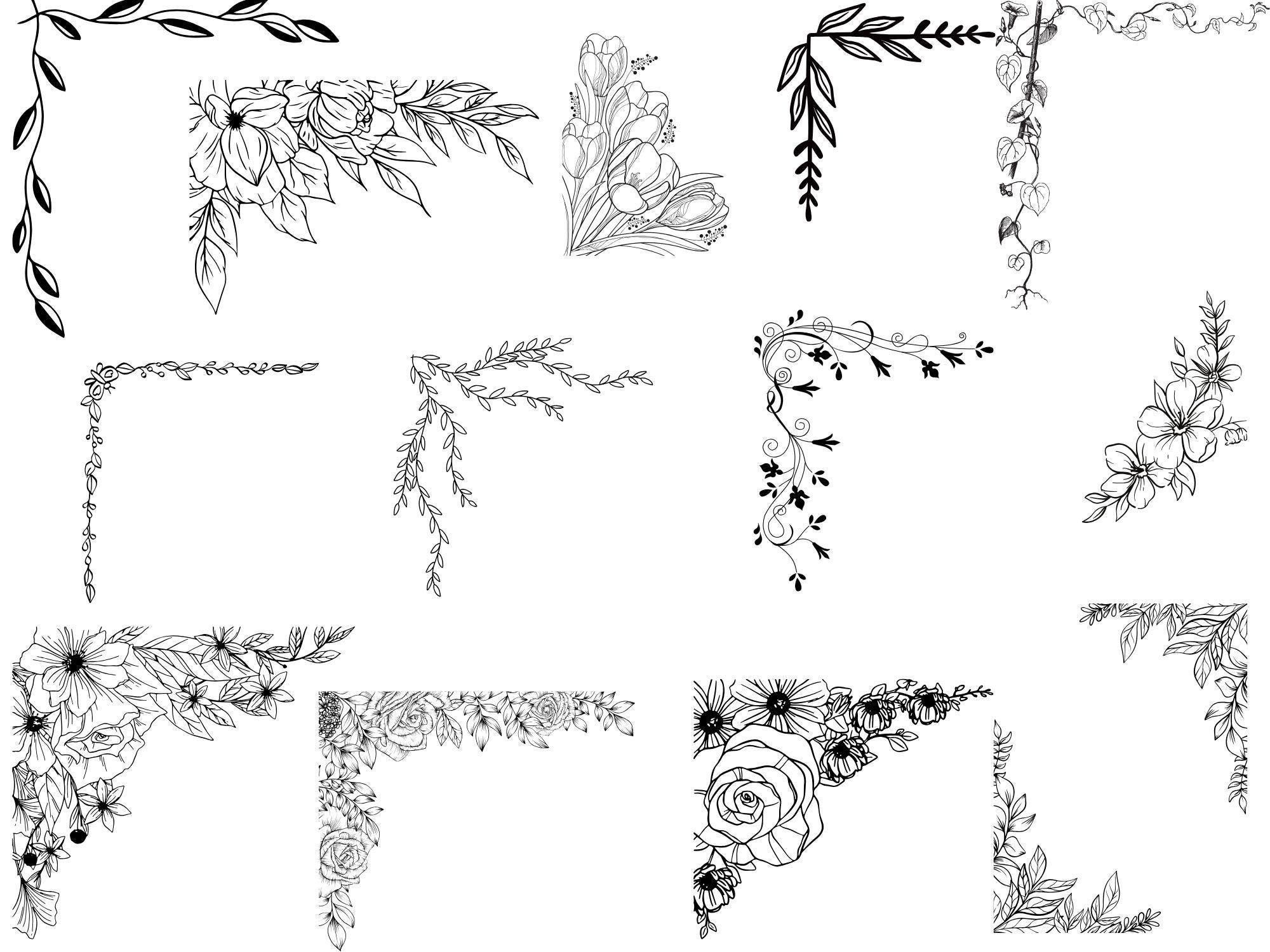 Corner Svg Bundle, Corner Svg, Floral Corner Svg Files, Decorative Page ...