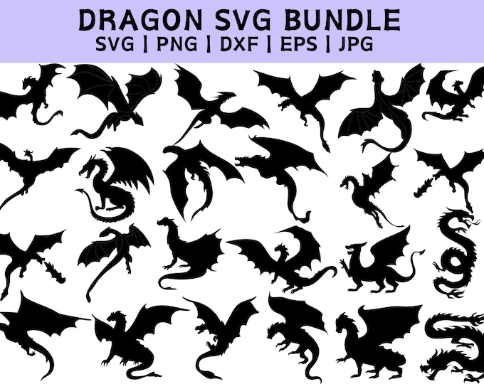 Dragon Svg Bundle, Dragon Svg, Dragon Cut File, Dragons Head, Dragon ...