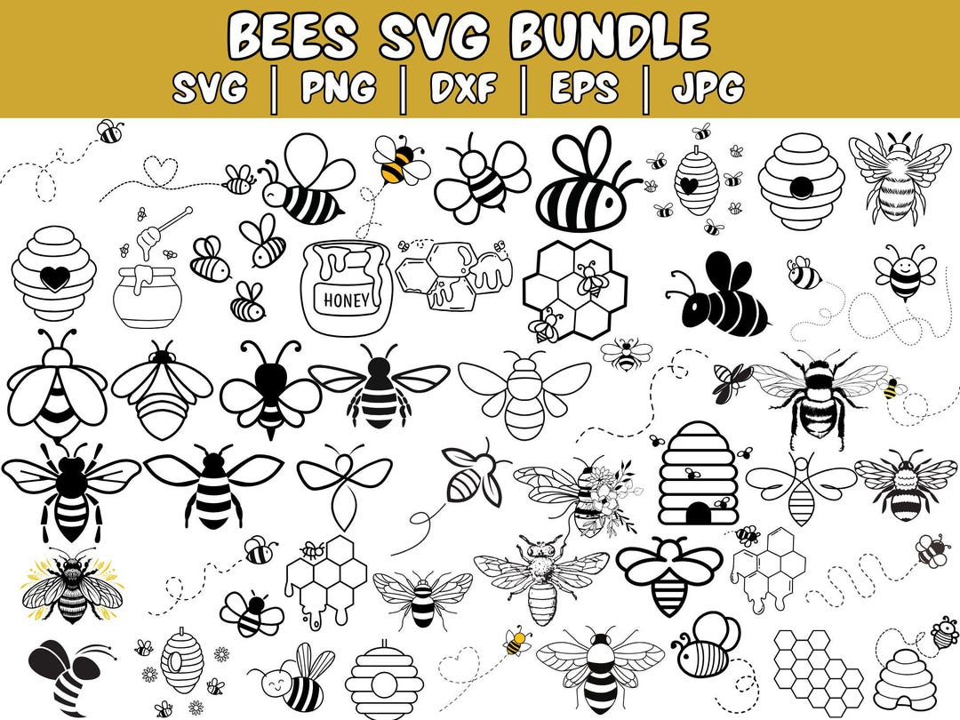 BEES Svg BUNDLE Honey Bee CRICUT Bee Path Cut Files Flying Bee Vector ...