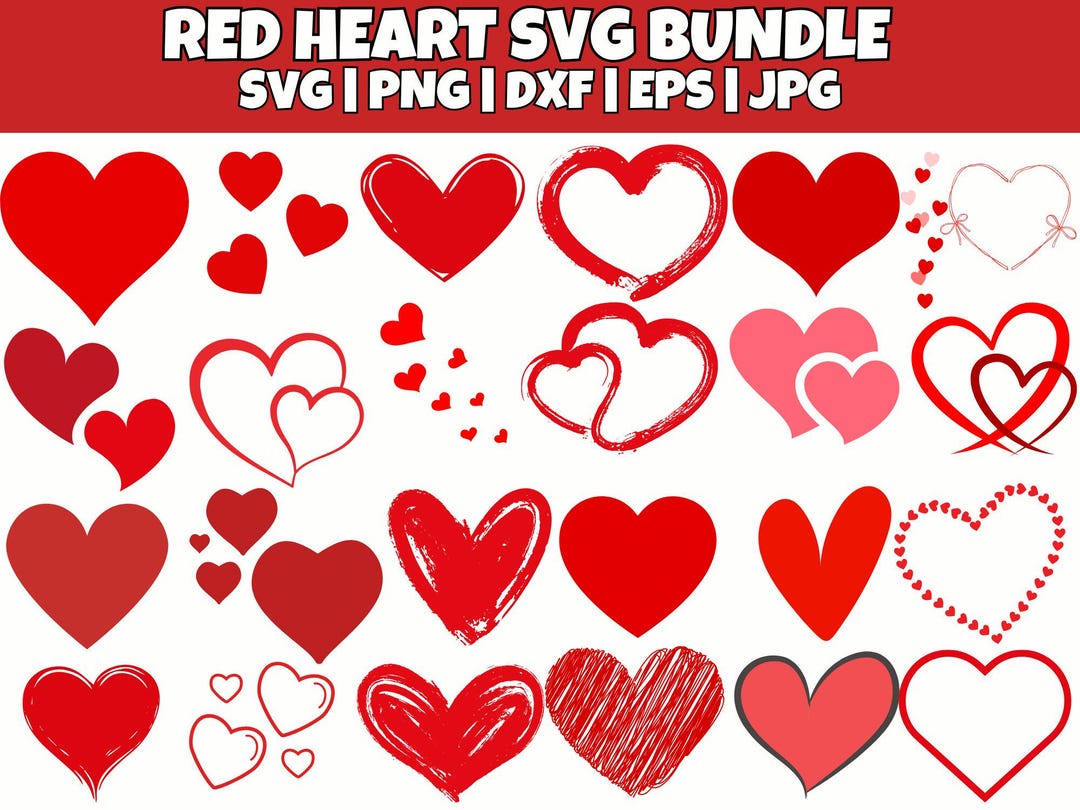 Red Heart SVG, Valentine's Day Svg, Red Hearts Bundle, Love Svg, Heart ...