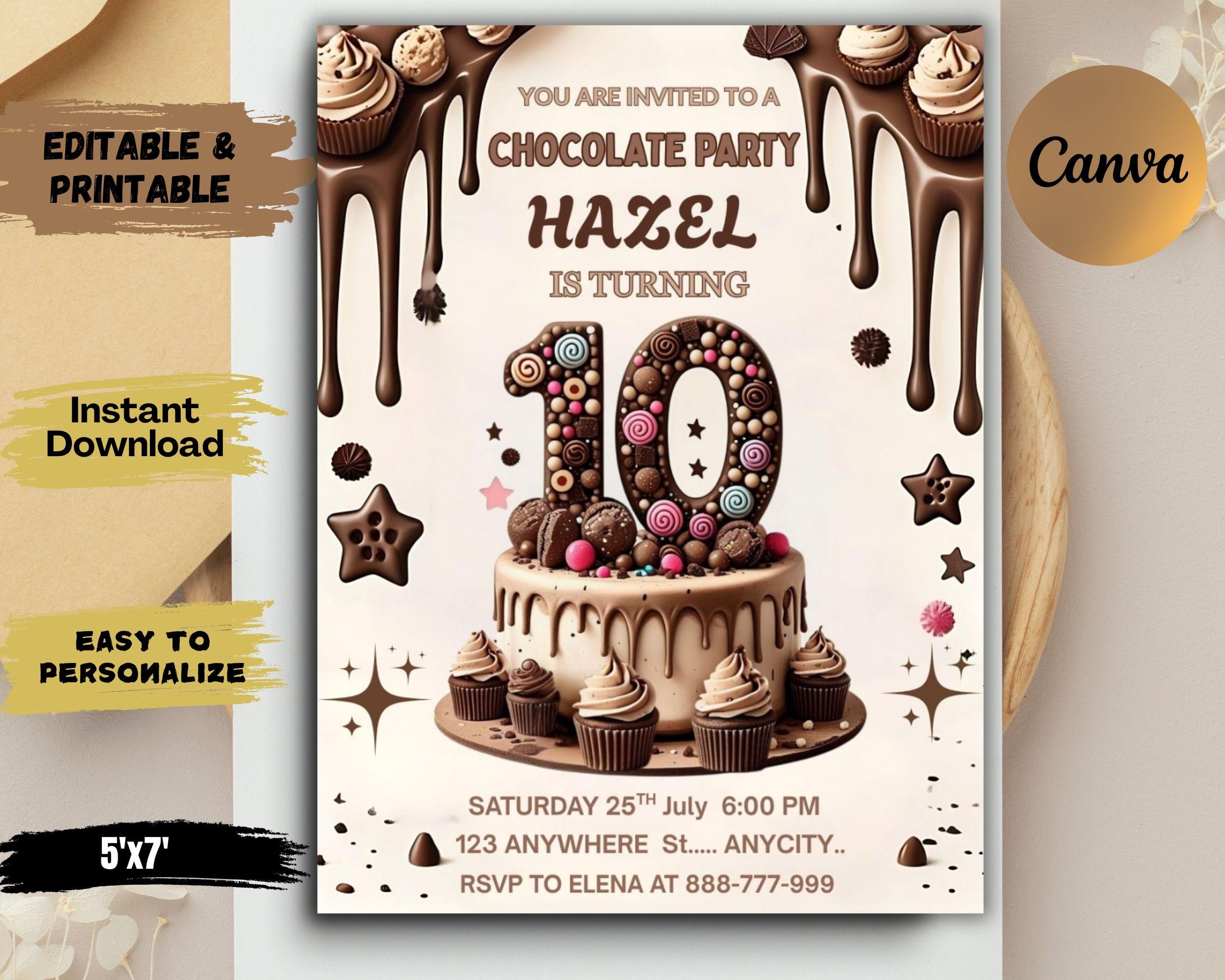 Editable Chocolate Party Invitation, Chocolate Invitation Template ...