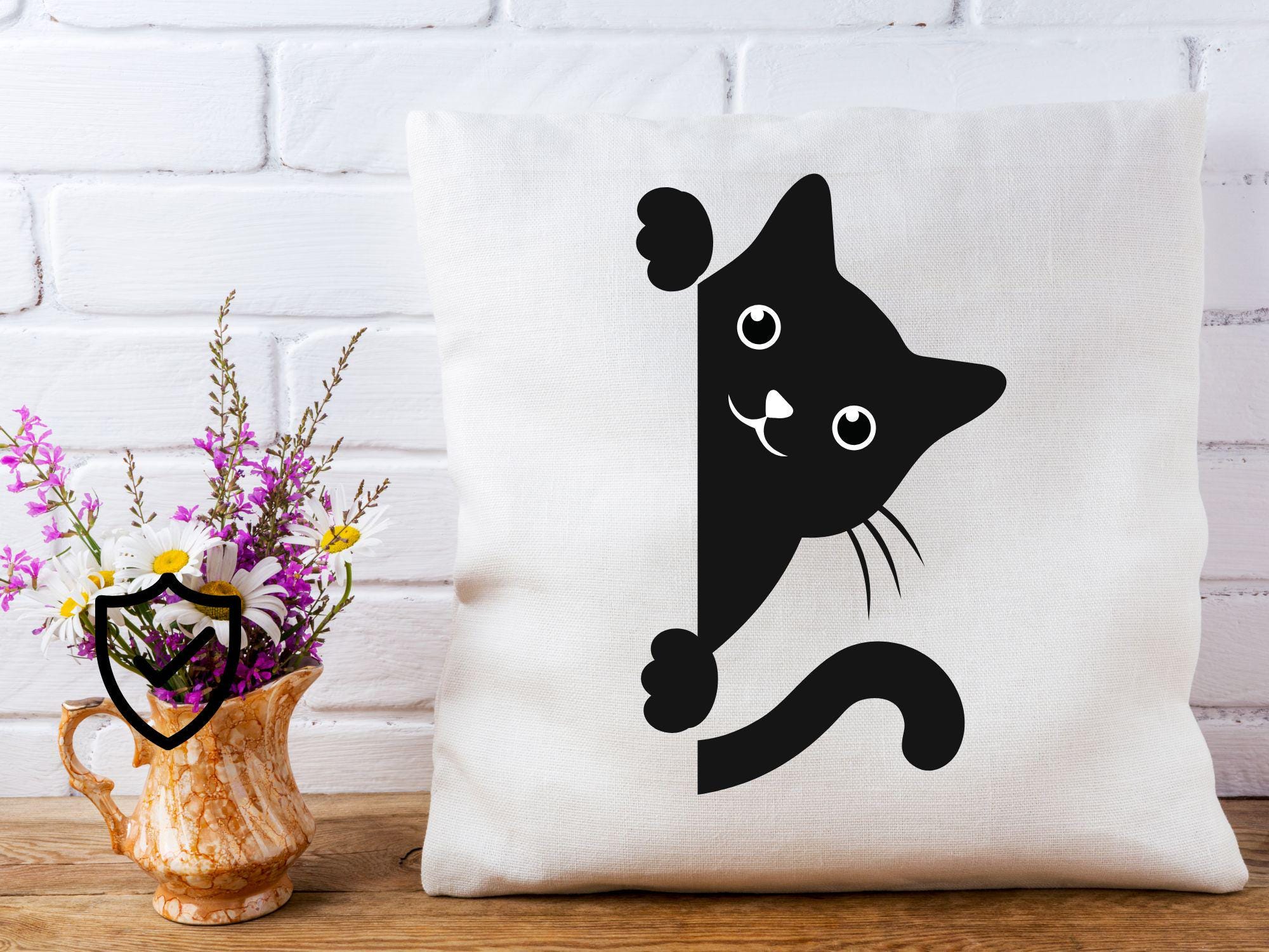 Peeking Cat SVG PNG EPS Clipart, Peeking Kitten Silhouette, Peeking ...