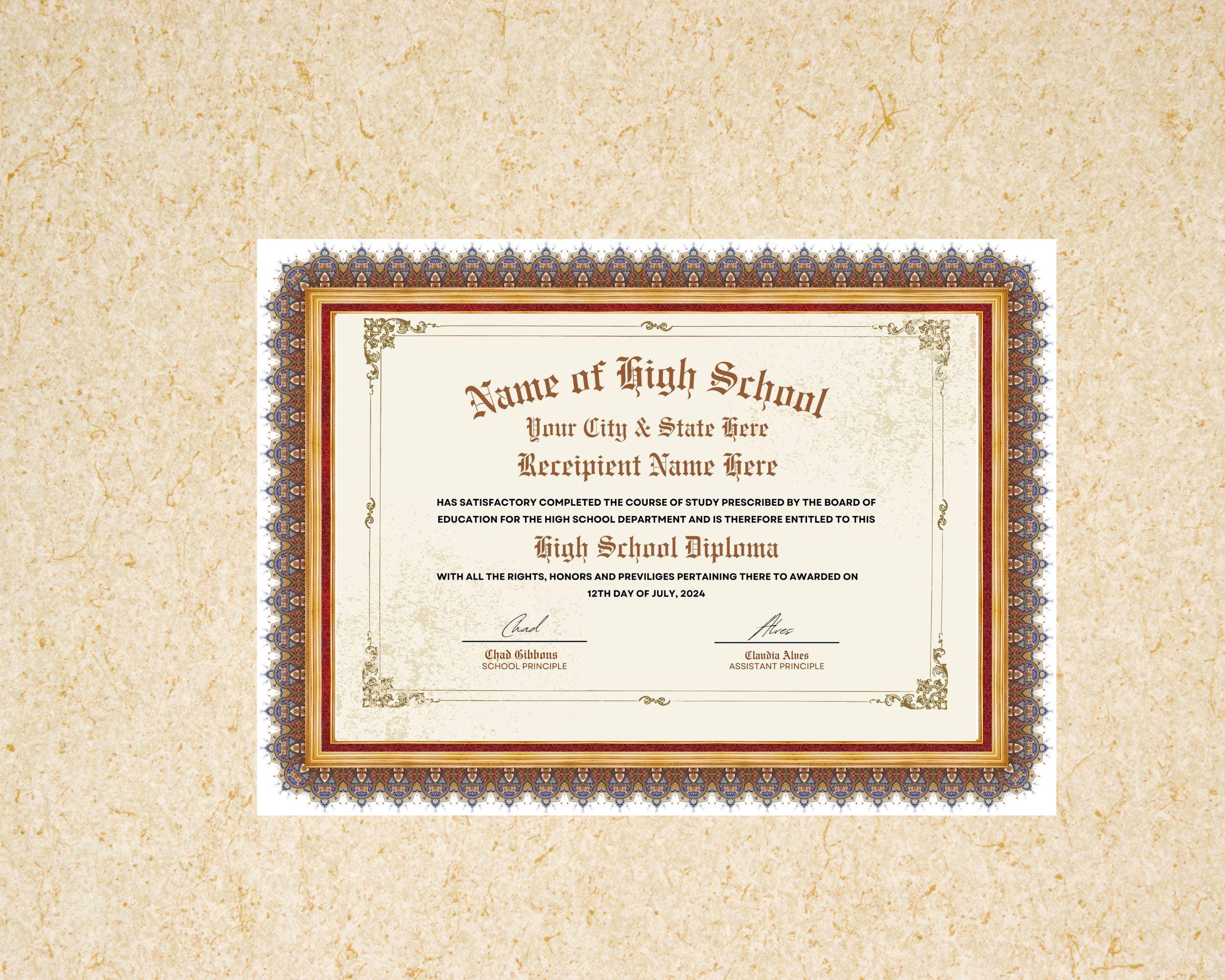 High School Diploma, Homeschool Diploma, Editable Diploma Template, GED ...