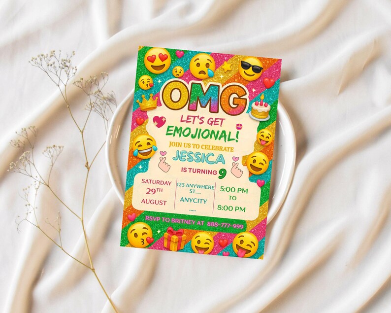 Emoji Invitation, Emoji Party Invitation, Emoji Birthday Invitation ...