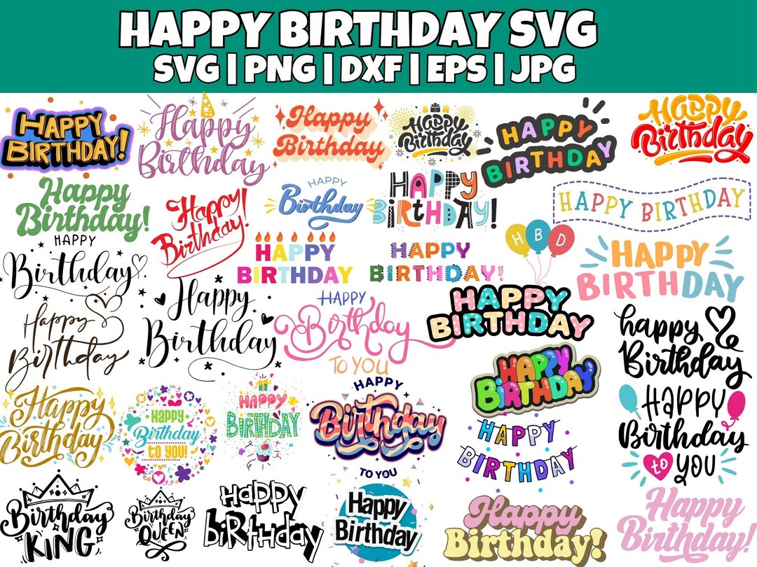 Happy Birthday SVG Bundle, Happy Birthday Prints, Colorful Birthday ...