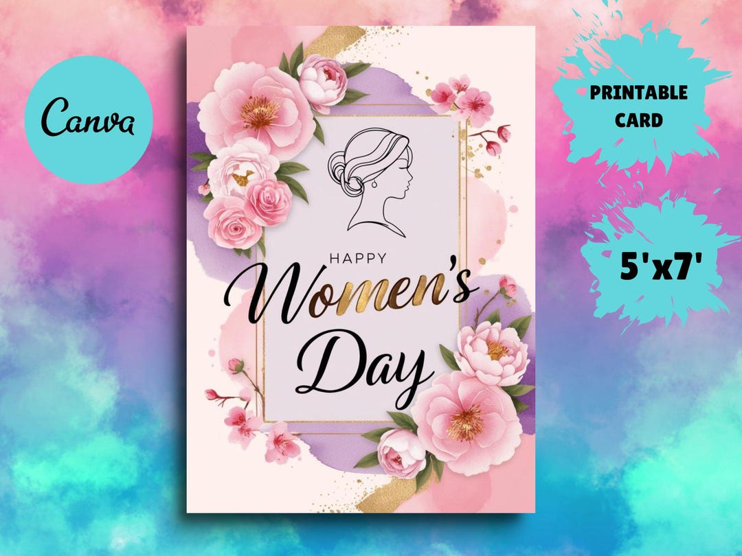 International Women's Day Card Printable Happy Women's Day Card Women's ...