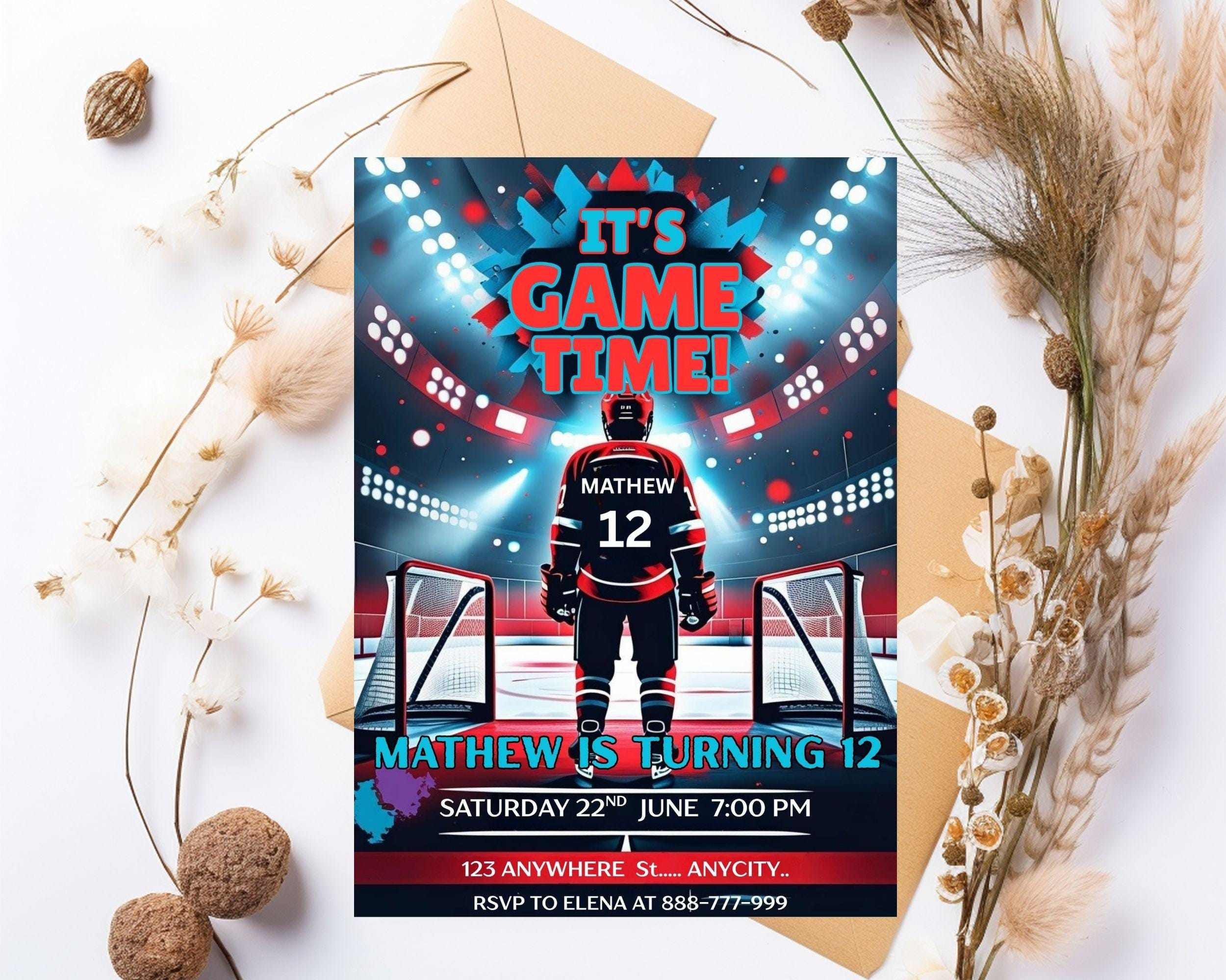 Ice Hockey Birthday Party Invitation, Hockey Birthday Invitation, Ice ...