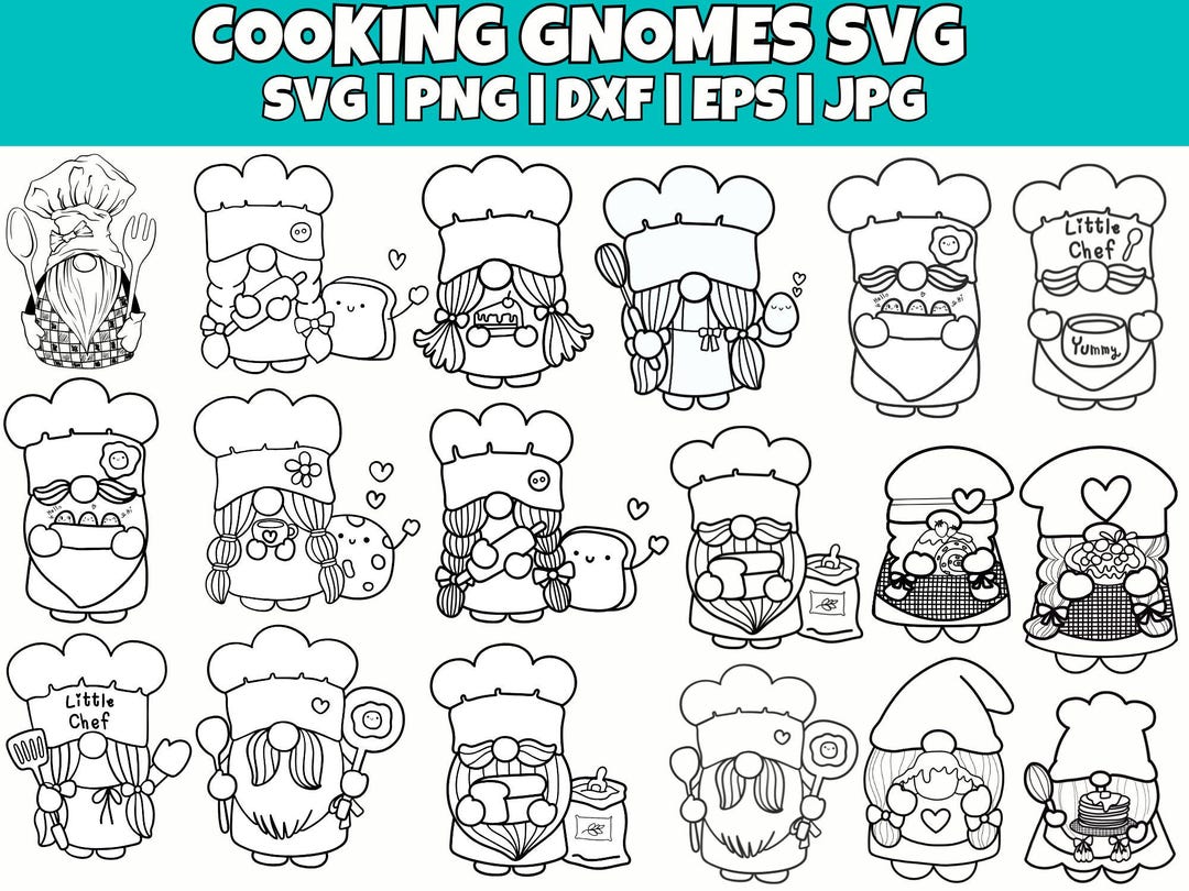 Cooking Gnome SVG Bundle | Chef Gnome Svg | Gnomes Cooks SVG | Gnomes ...