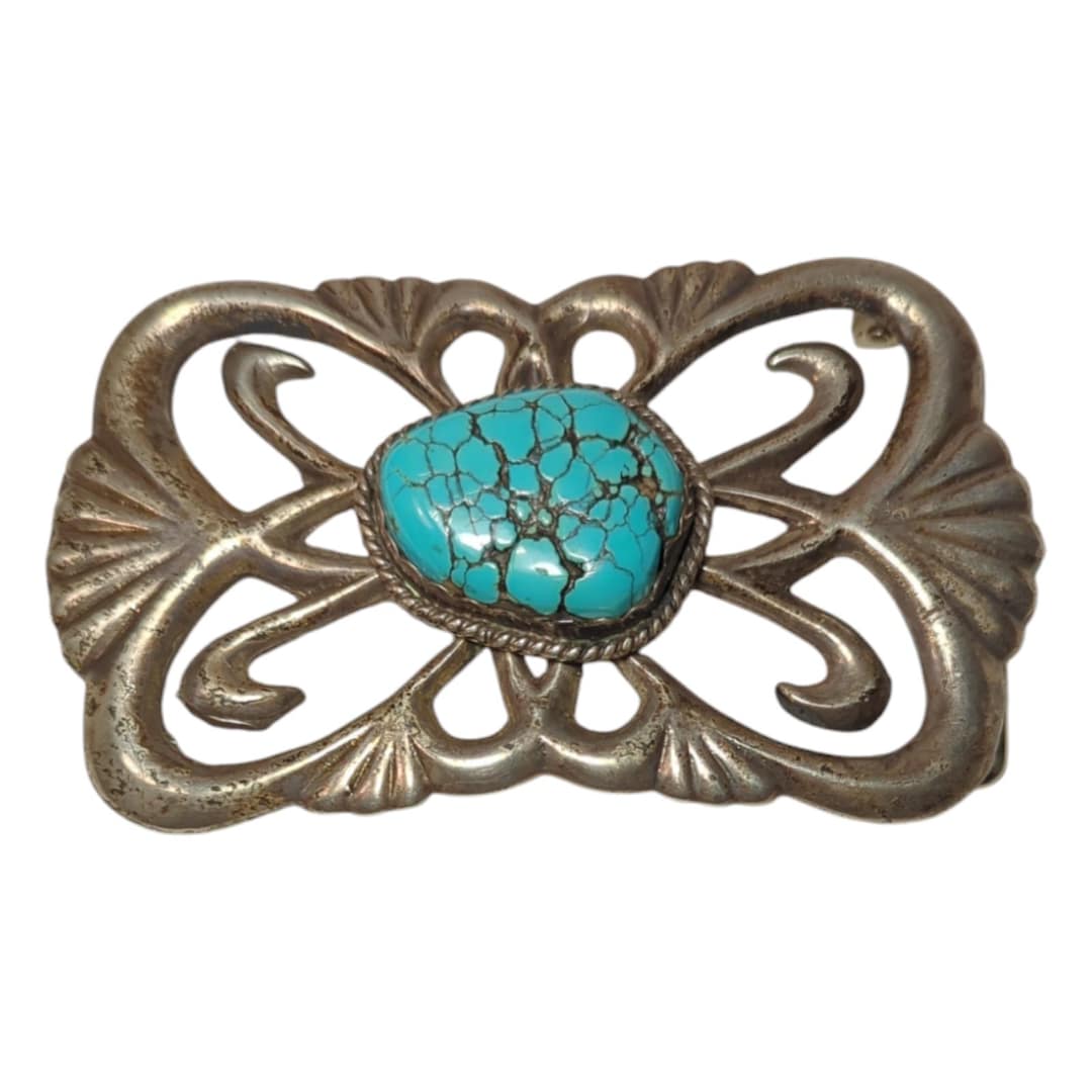 Navajo Silver and Turquoise Sand Cast Belt Buckle - Etsy