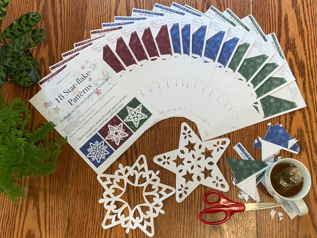 18 Printable Star Snowflake Patterns, Set F - Etsy