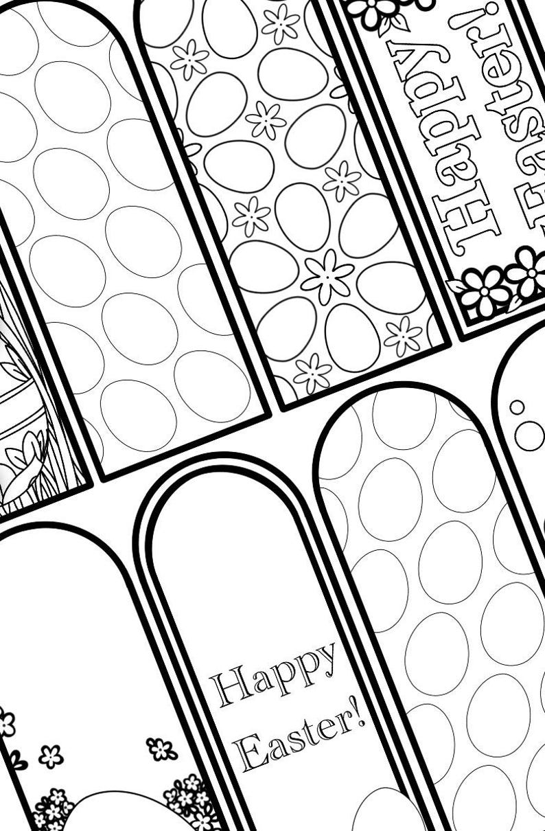 Easter Bookmarks: 32 Bookmarks on 4 Printable Coloring Pages - Etsy