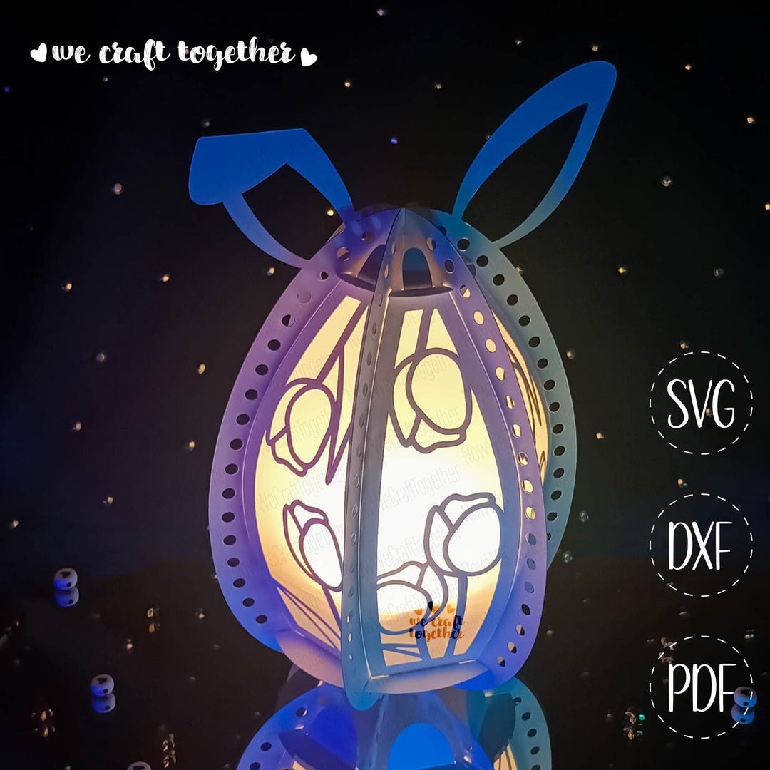 Lantern Easter Tulips DIY Paper Lantern SVG Dxf PDF Template Home ...