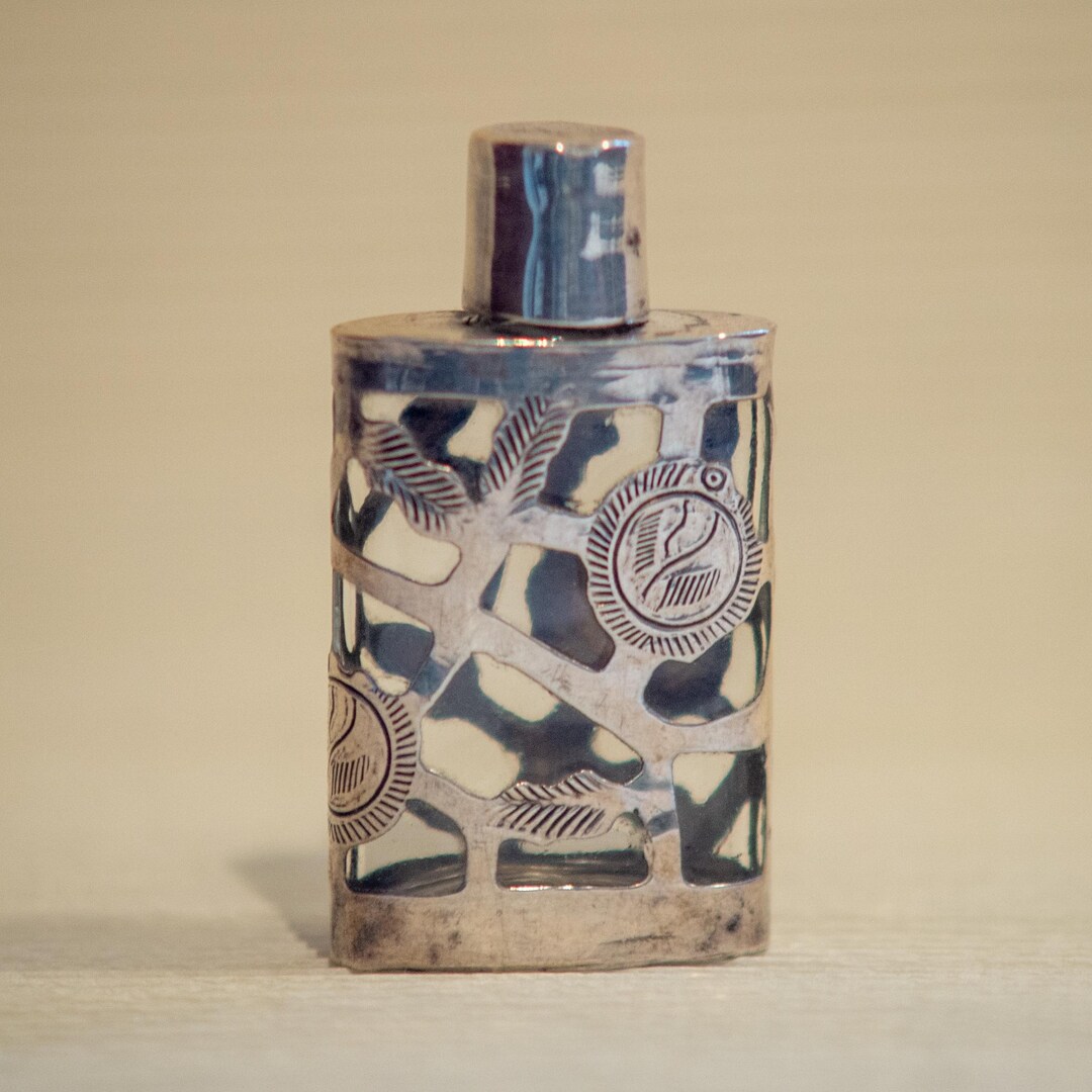 Vintage Mexican Sterling Silver Overlay Perfume Bottle Antique ...