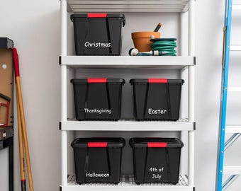 Garage Bin Labels, Holiday Storage Decal Labels, Storage Labels ...