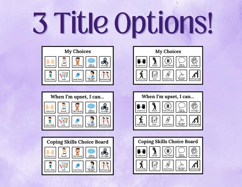 Coping Skills Choice Boards: Emotional Regulation (digital Download ...