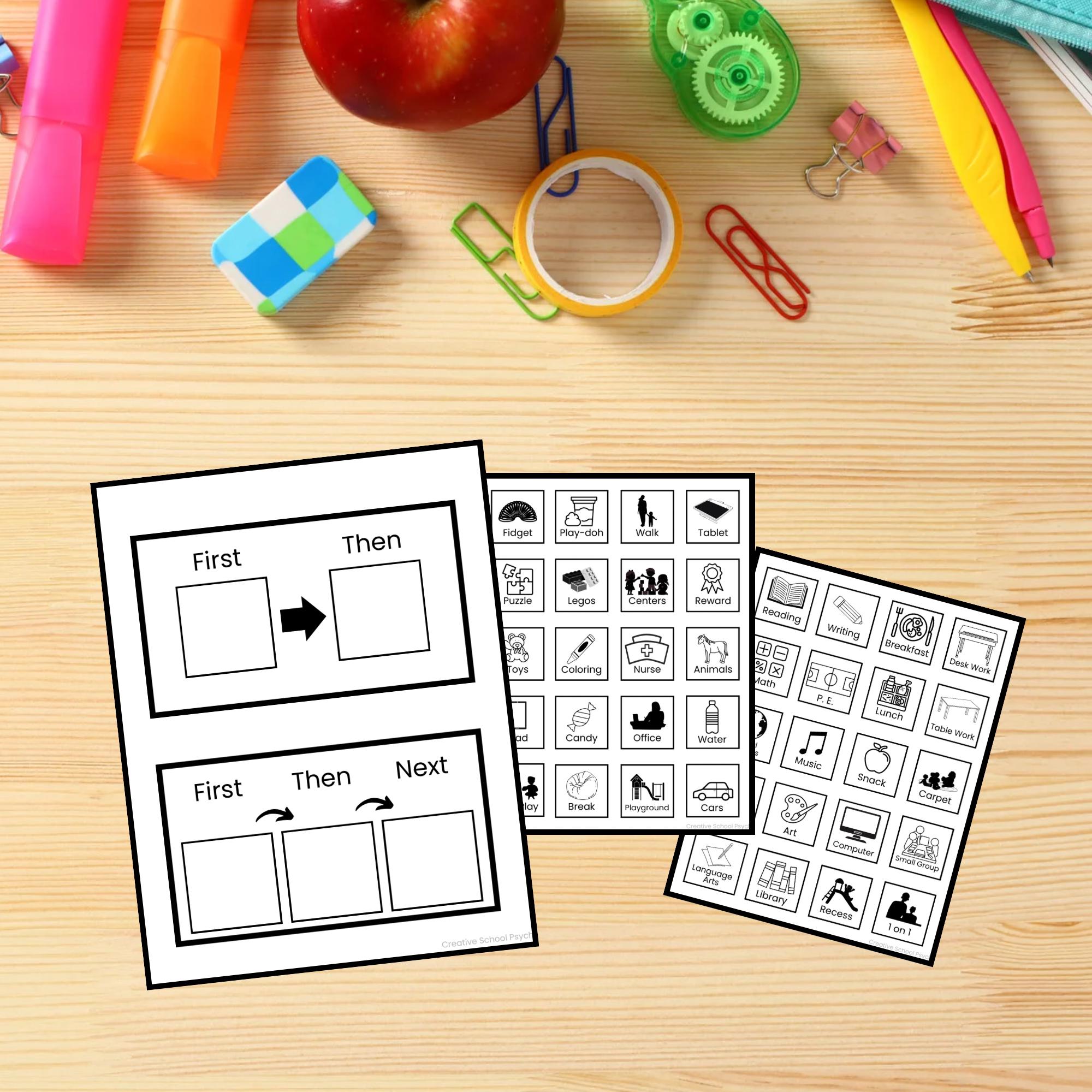 First Then Board (color/ Black and White Picture Cards) - Etsy