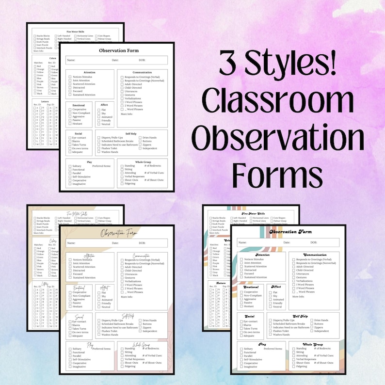School Psychologist Observation Form - Etsy
