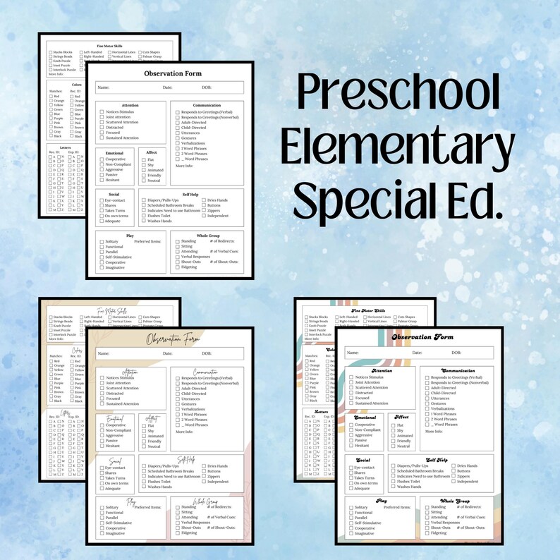 School Psychologist Observation Form - Etsy