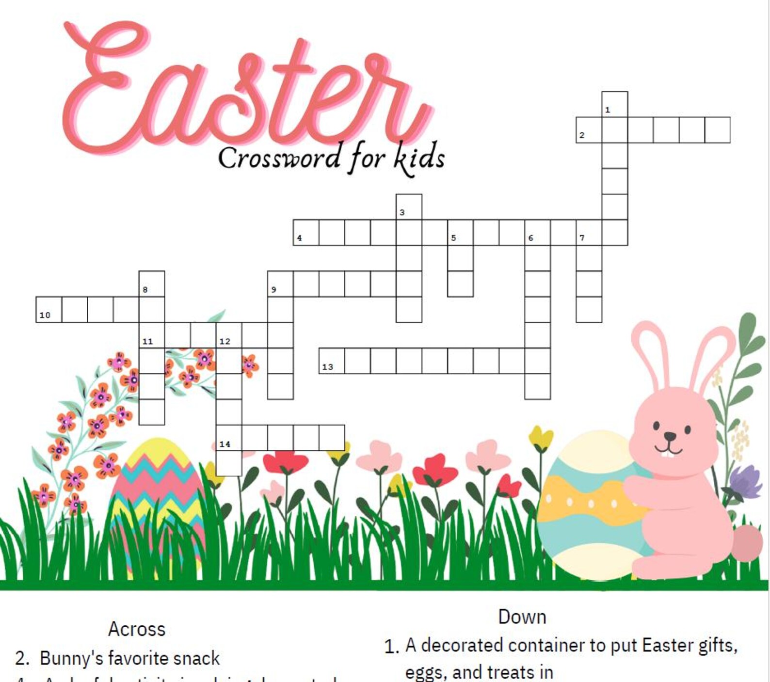Easter Crossword Puzzle for Kids, Secular - Etsy