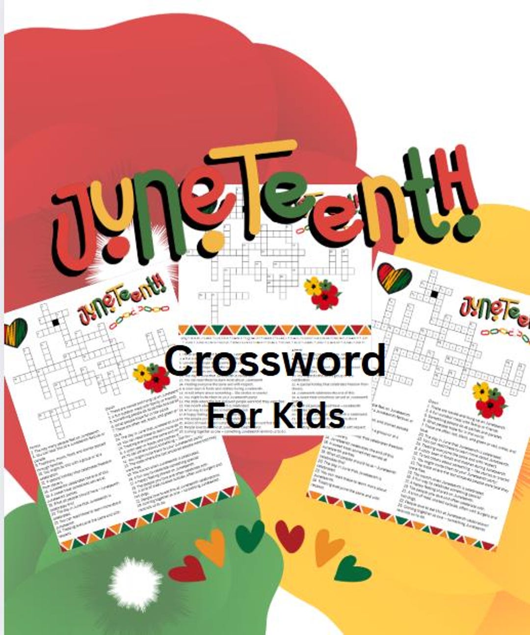 Juneteenth Crossword for Kids - Etsy