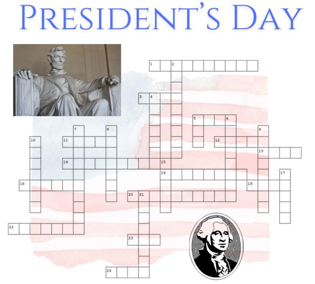 President's Day Crossword Puzzle - Etsy