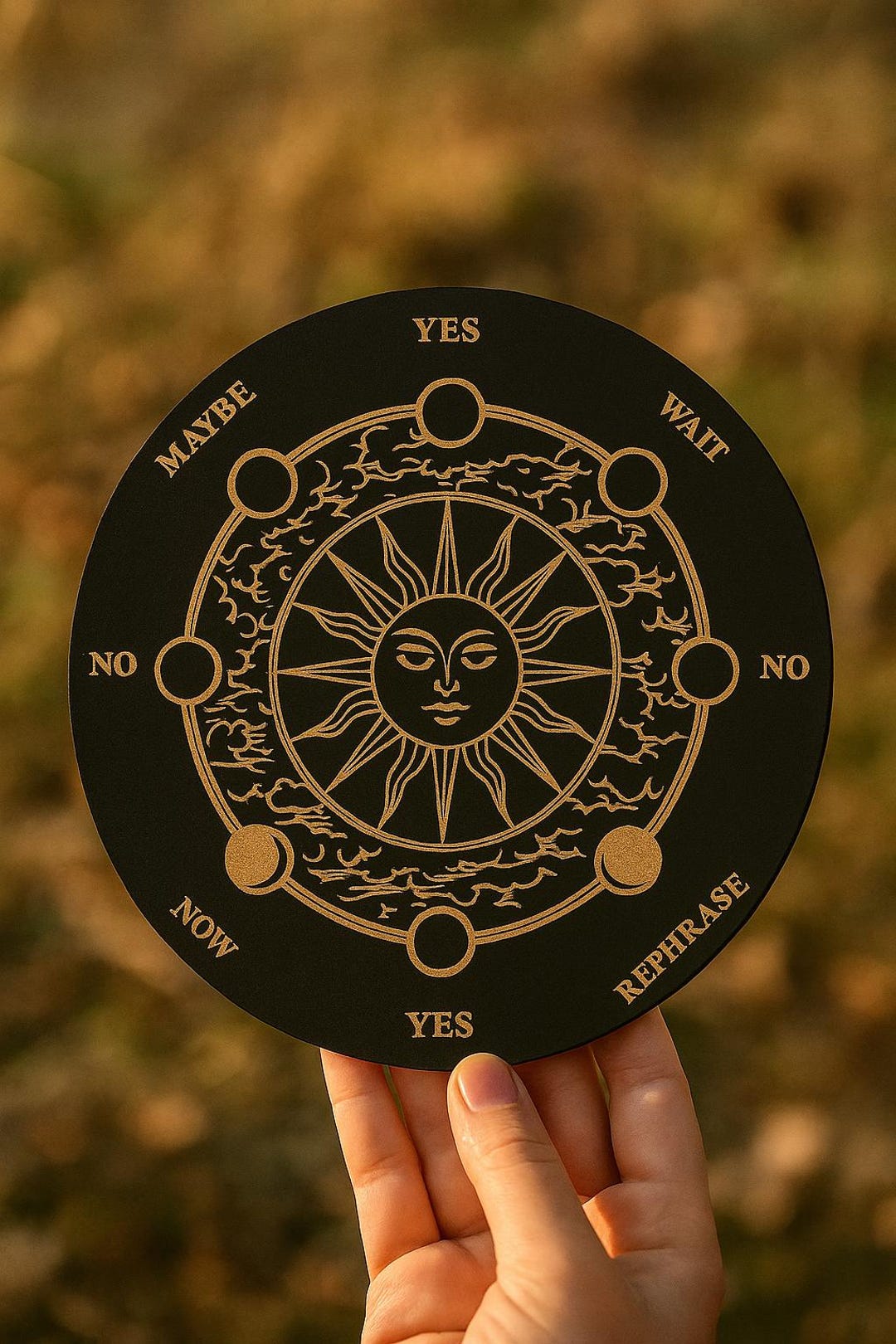 Handmade Wooden Pendulum Board With Sun | Divination Plates | Healing ...
