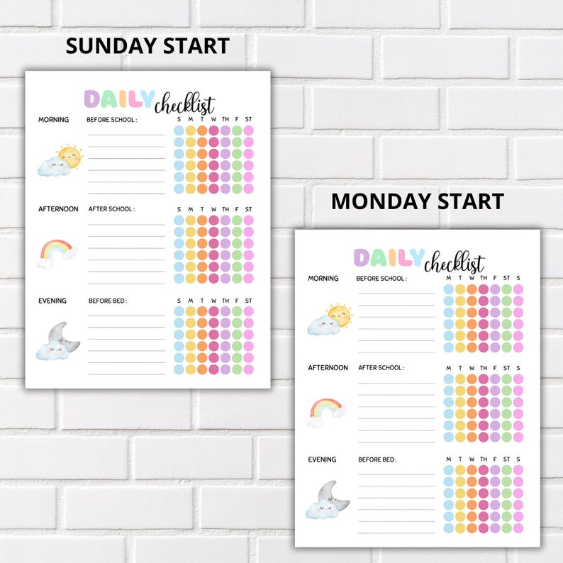 Kids Daily School Checklist, Responsibility Chart, to Do List, Editable ...