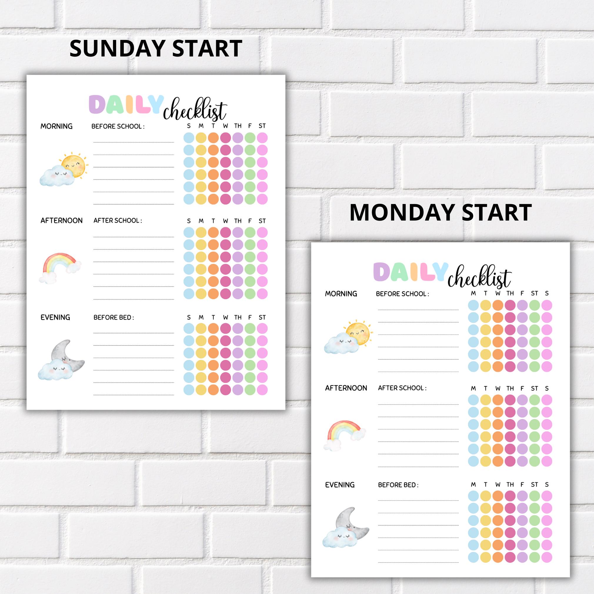 Kids Daily School Checklist, Responsibility Chart, to Do List, Editable ...
