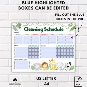 Printable Cleaning Schedule, EDITABLE Cleaning Planner, Cleaning ...