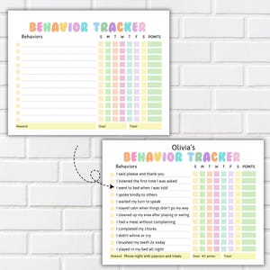 Kids Behavior Chart: Editable, Printable Reward Tracker (digital PDF ...