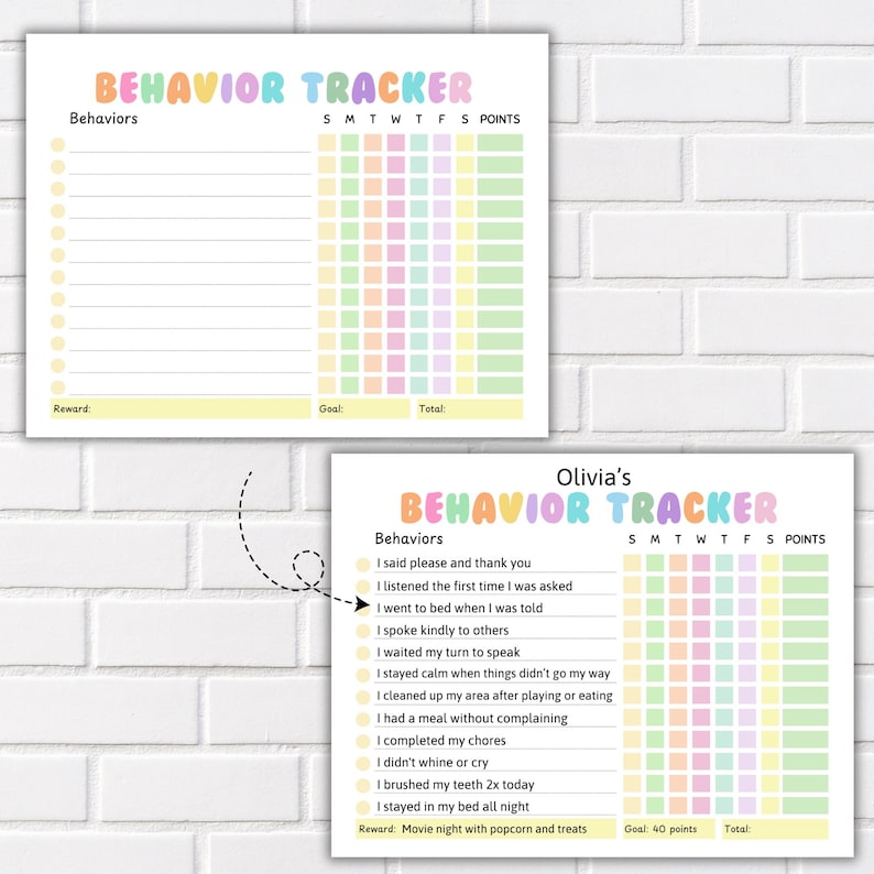 Behavior Reward Chart for Kids, Good Behavior Tracking, Children ...