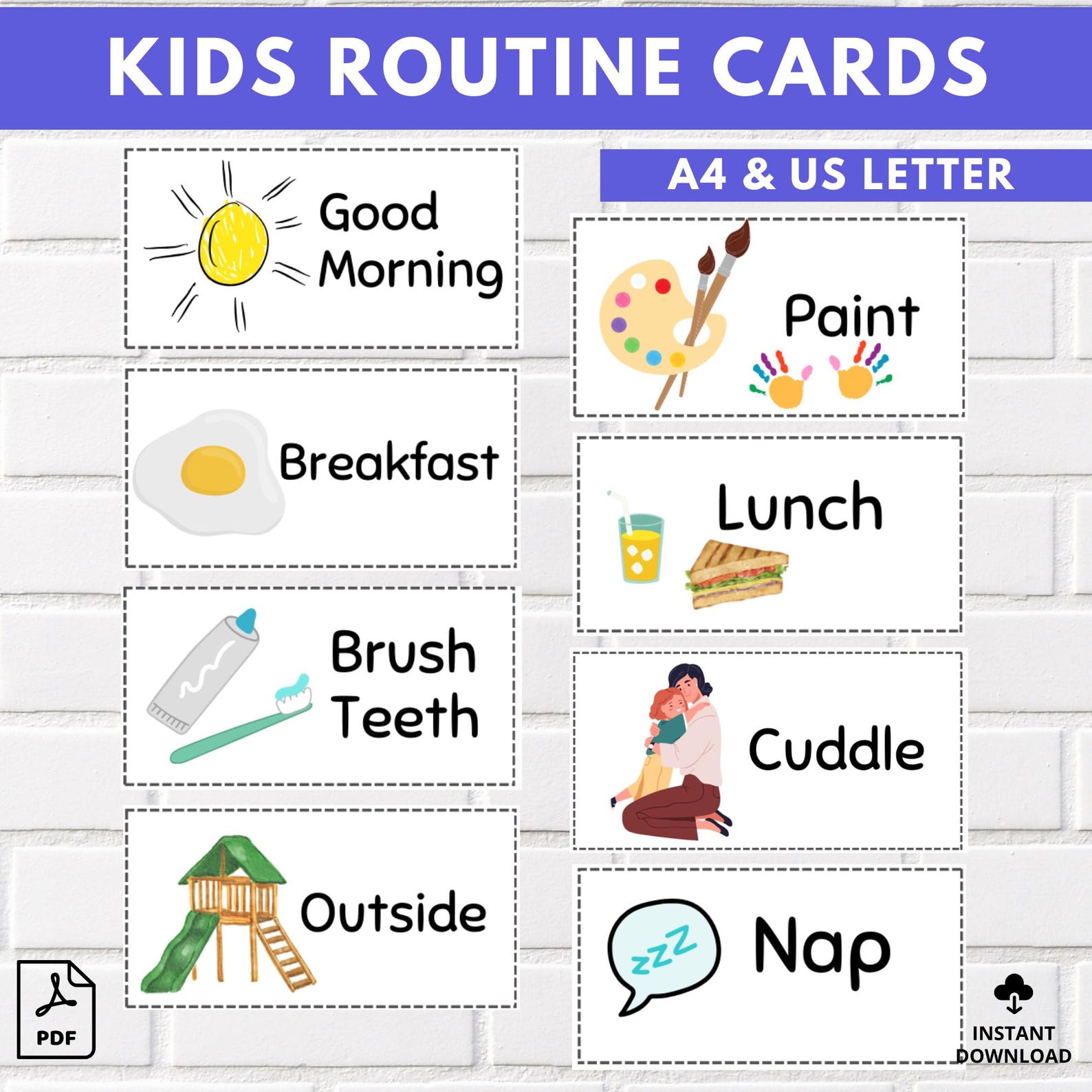 Printable Kids Daily Routine Cards, Daily Visual Schedule, Chore Chart ...
