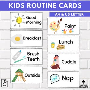 Printable Kids Daily Routine Cards, Daily Visual Schedule, Chore Chart ...