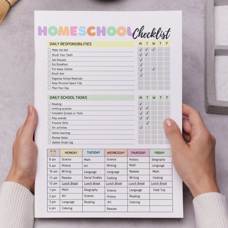 Editable Homeschool Checklist: Daily & Weekly Planner (digital Download ...