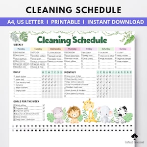 Printable Cleaning Schedule, EDITABLE Cleaning Planner, Cleaning ...